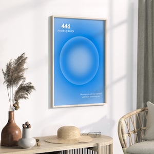Blue Aura Digital Poster, 444 Angel Number Wall Art Set, Gradient Aura ...
