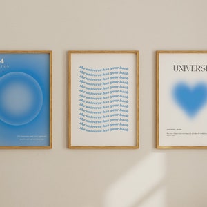 Blue Aura Digital Poster, 444 Angel Number Wall Art Set, Gradient Aura ...