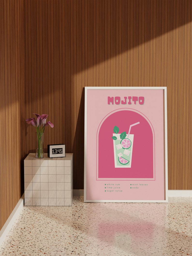 Cocktails DIGITAL Wall Art Set Pop Art Drink Poster Girly - Etsy