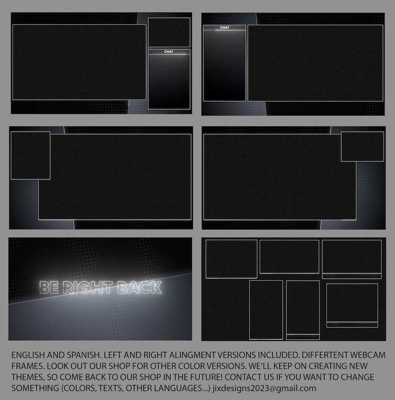 Silver and Dark Theme for Twitch, OBS, Grey, Black, Minimal, Screen ...