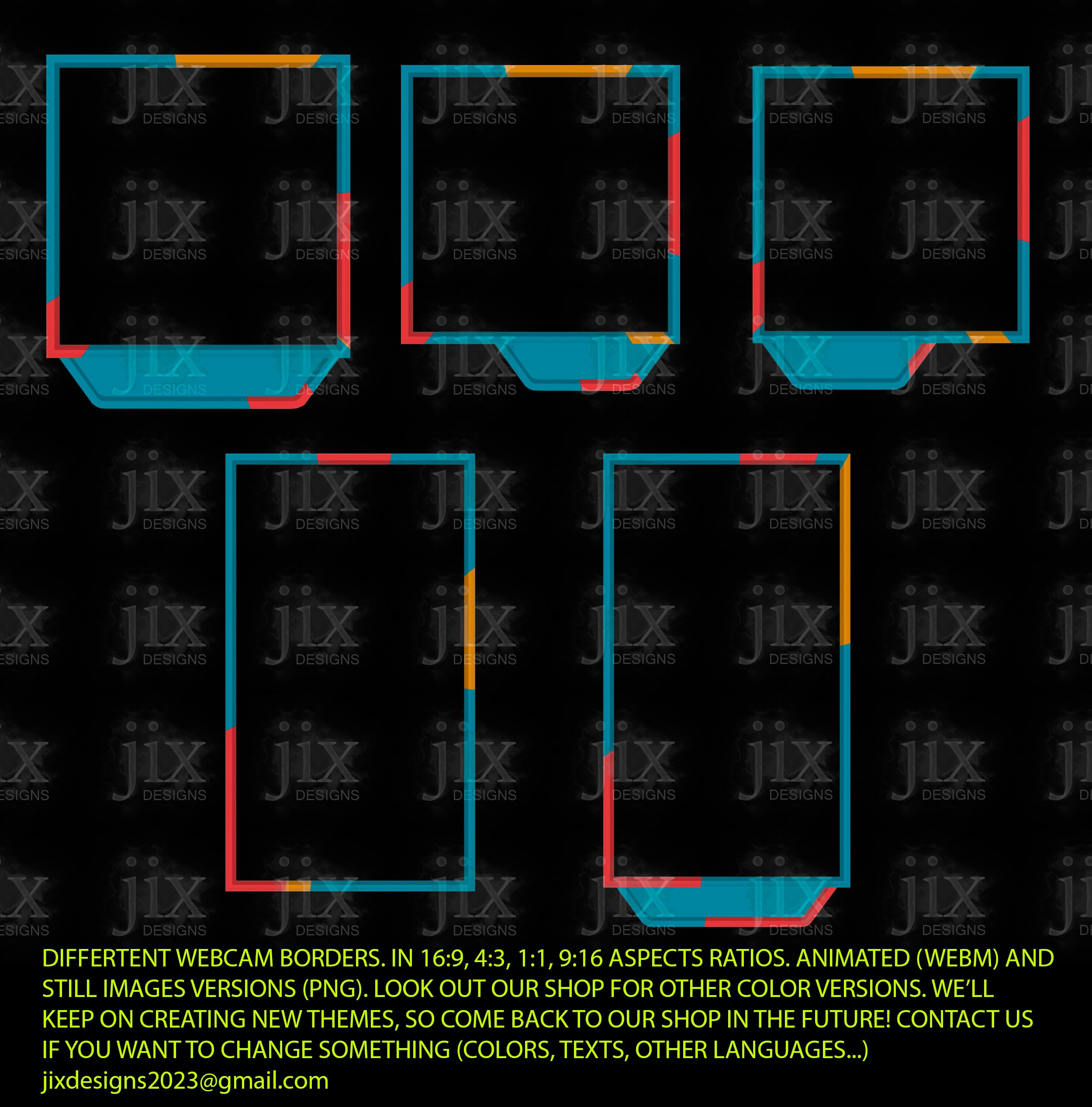 Blue, Yellow and Red Webcam Border for Twitch. Overlay, Animated, Still ...