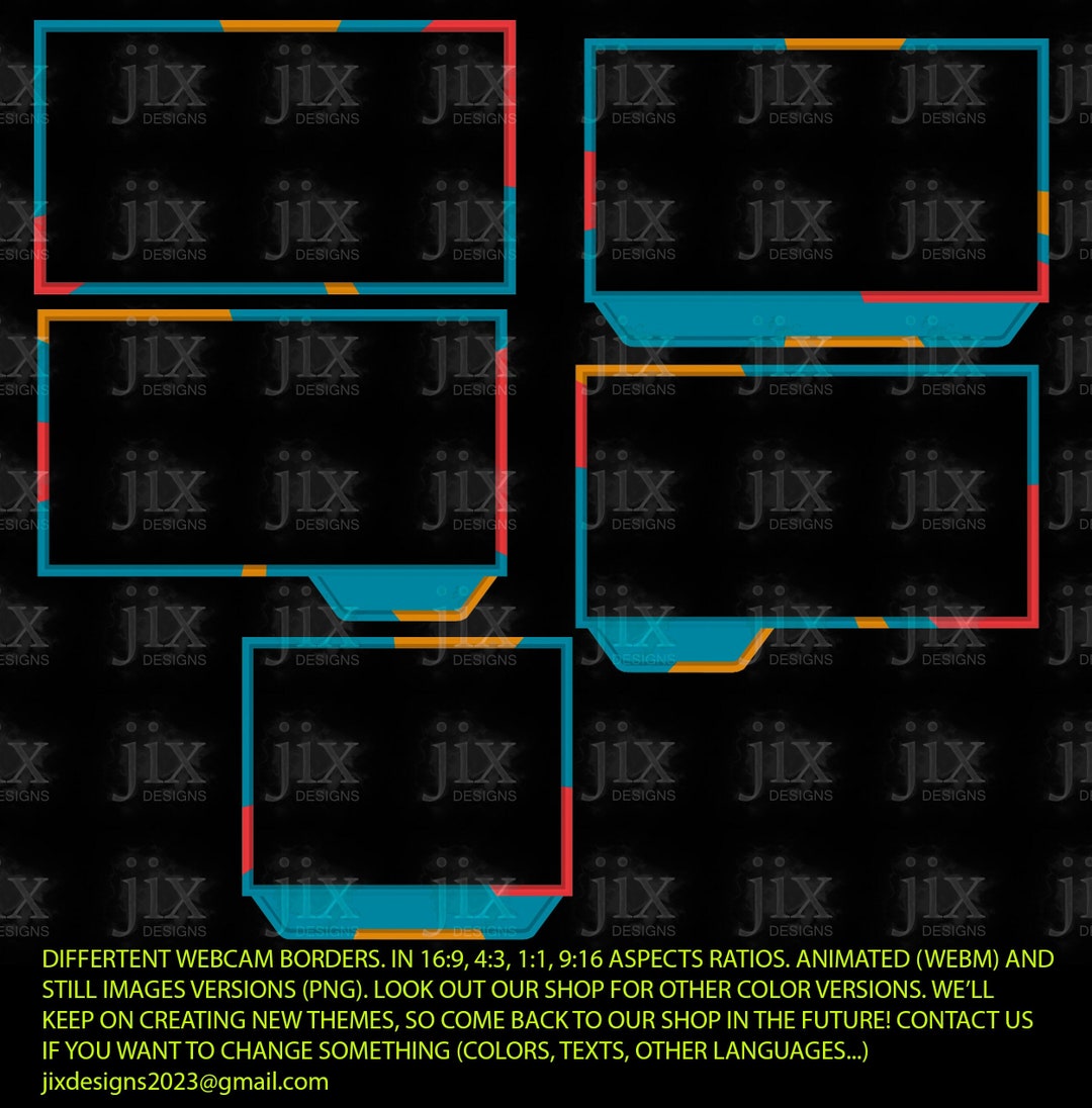 Blue, Yellow and Red Webcam Border for Twitch. Overlay, Animated, Still ...
