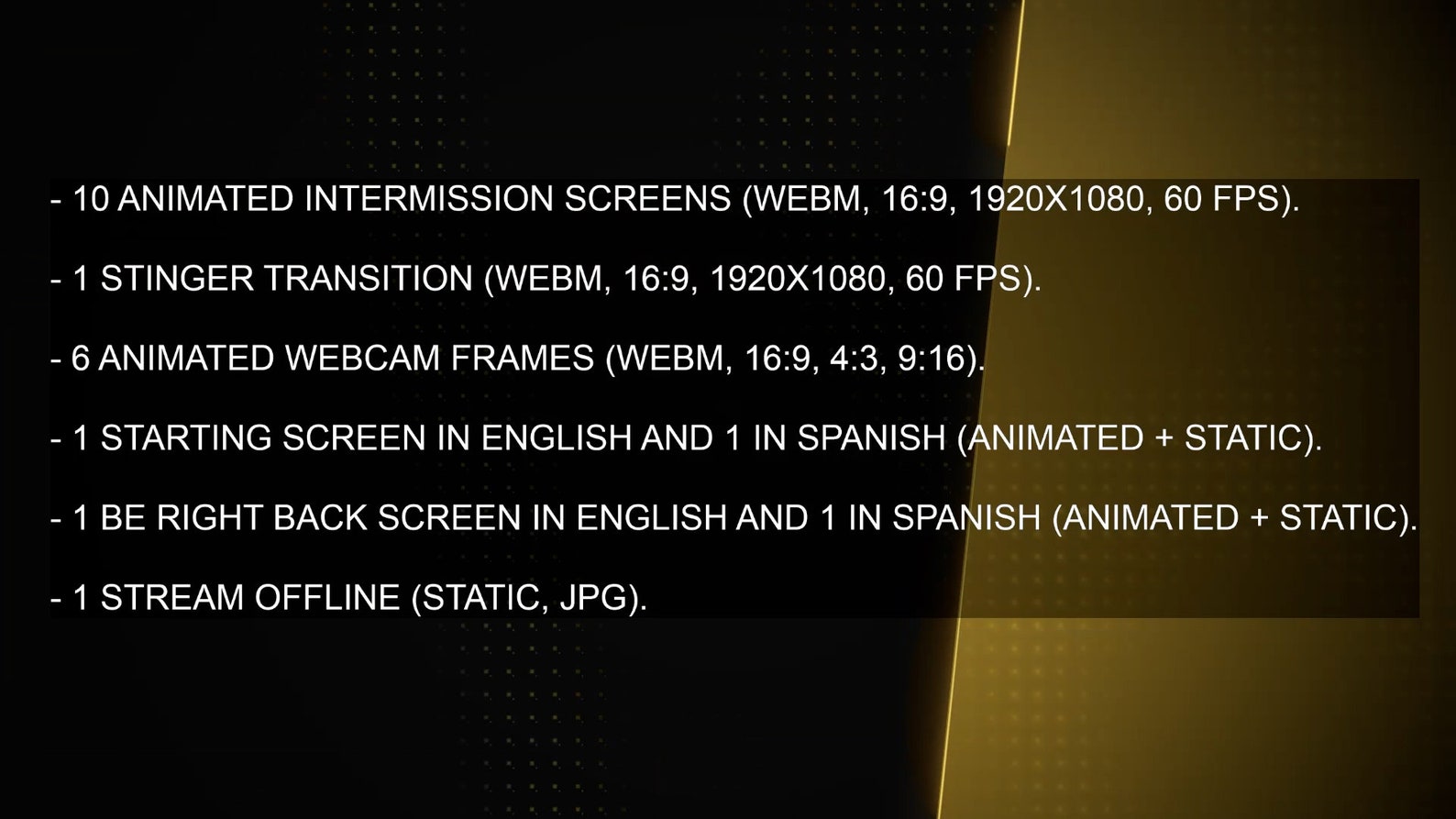 Gold and Dark Theme for Twitch, OBS, Golden, Black, Minimal, Screen ...