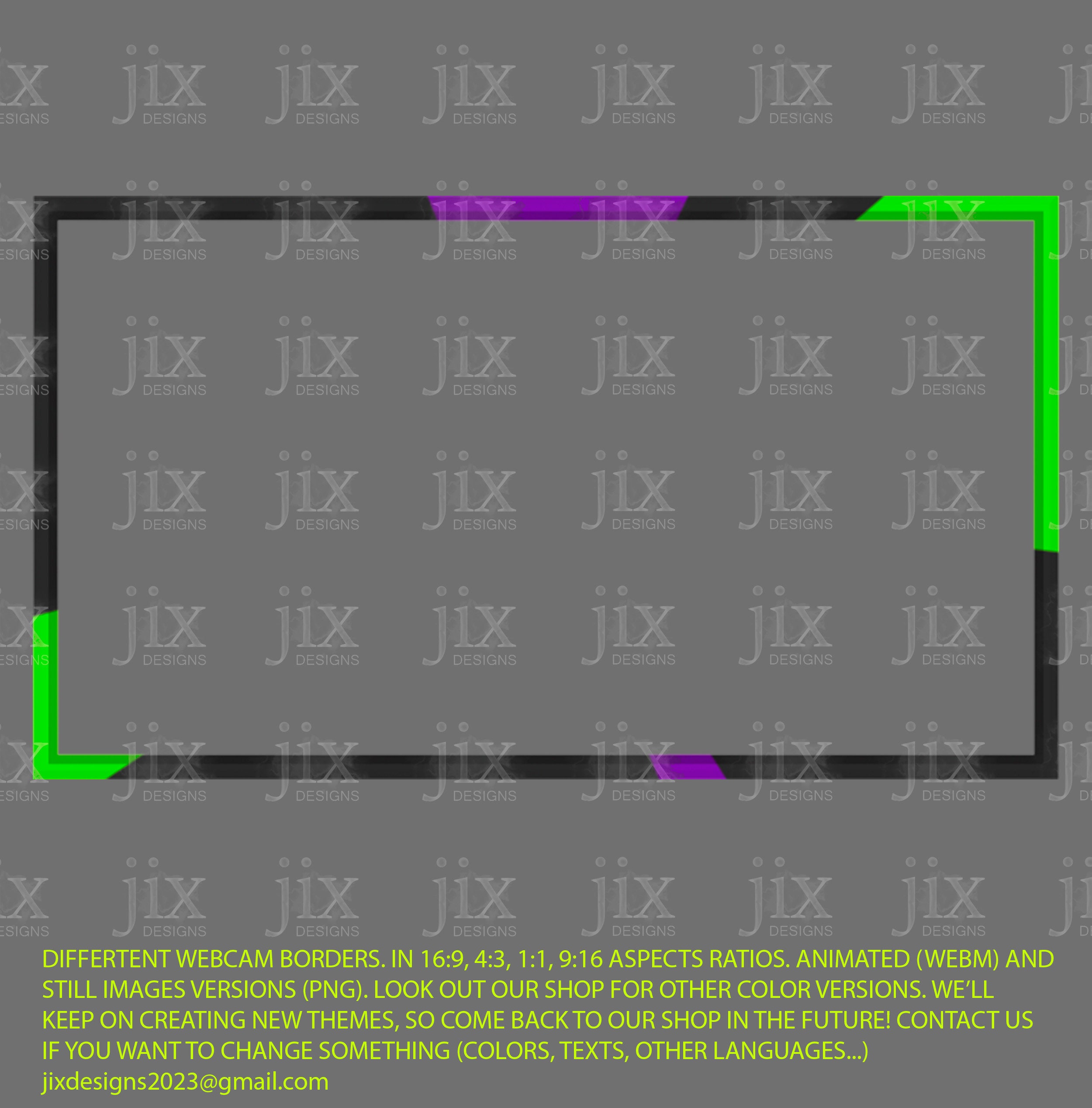 Dark, Green and Purple Webcam Border. Twitch. Overlay, Animated, Still ...