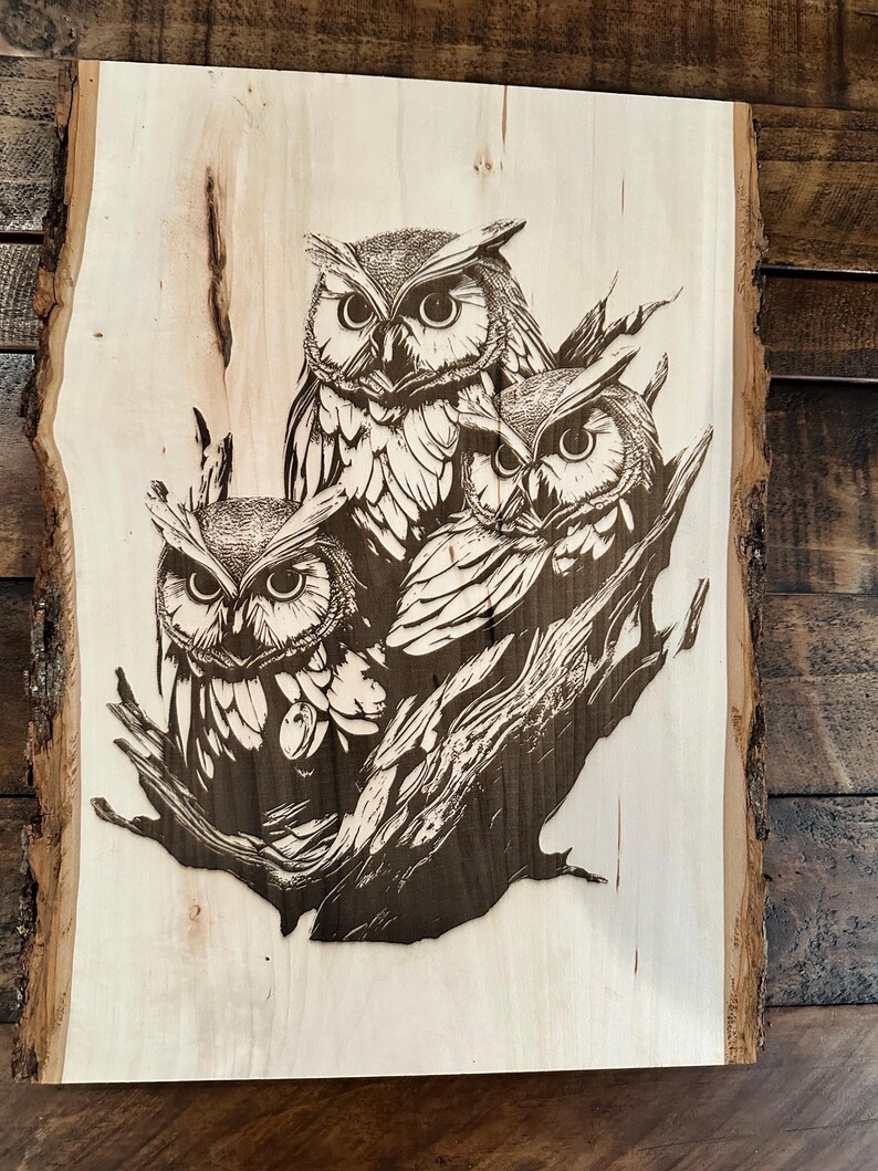 Owl Trio Engraving. - Etsy