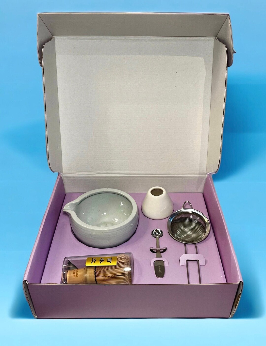 Matcha Set With Ceramic Whisking Bowl, Metal Portion Spoon, Bamboo ...