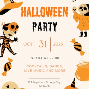 Editable Adult Halloween Party Invitation Halloween Costume - Etsy