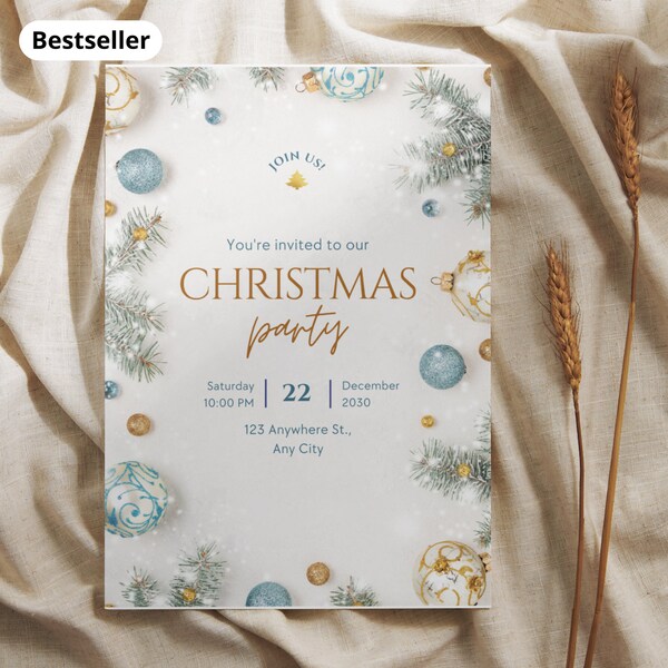 Editable Christmas Party Invitation Christmas Dinner Party Invite ...