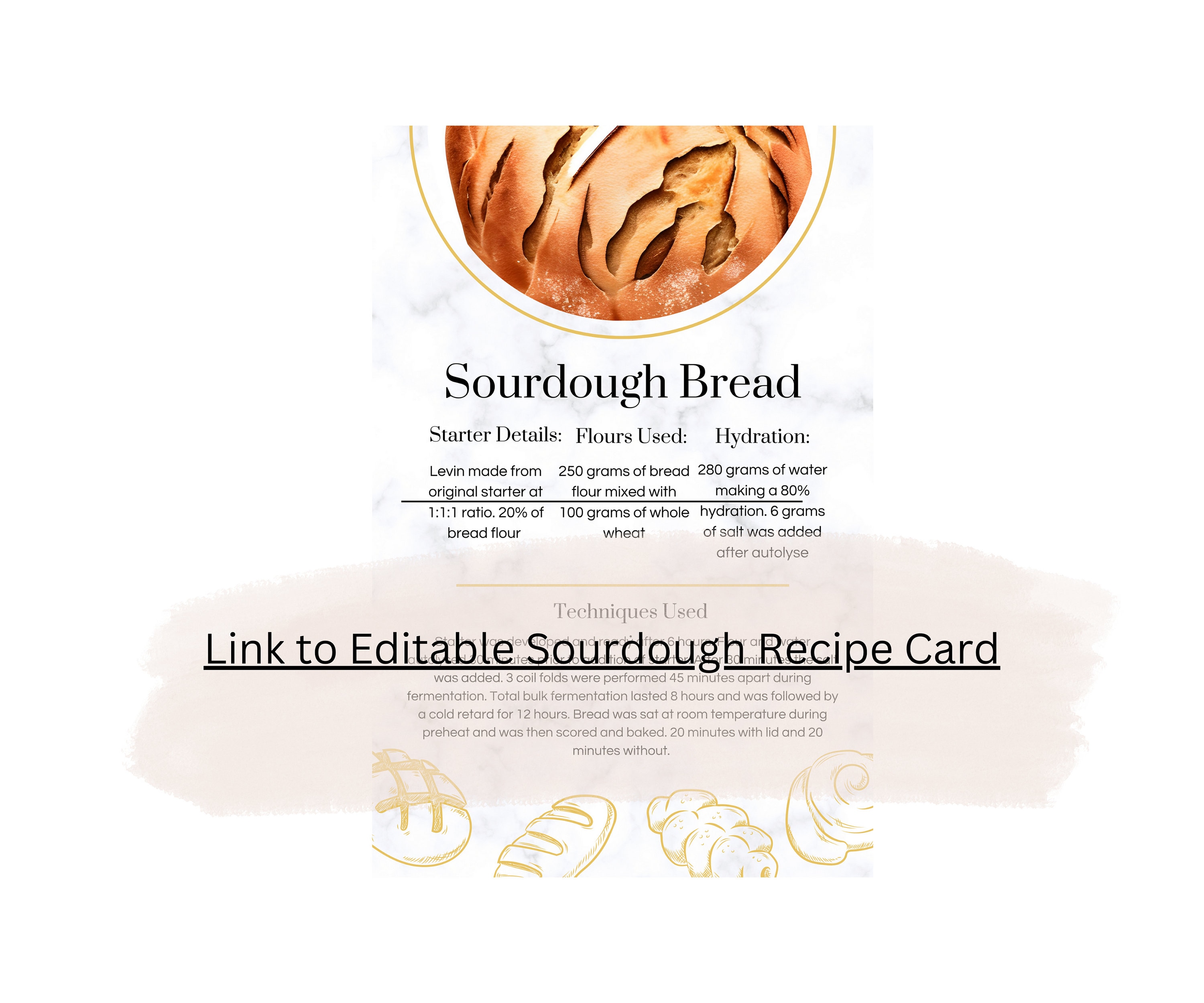 Editable Bread Recipe Template With Free Recipe - Etsy
