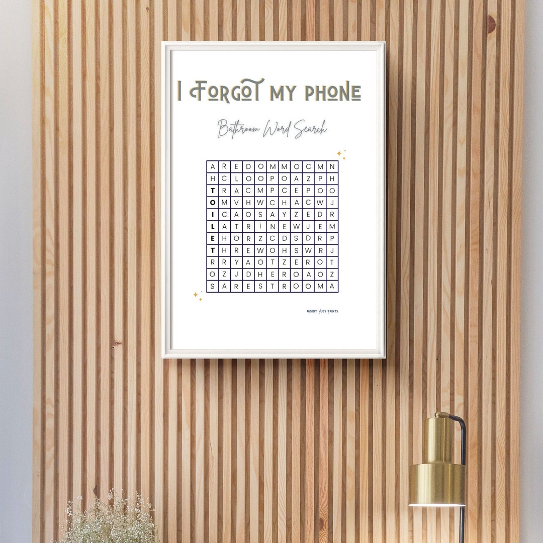 Forgot My Phone Word Search Quirky Wall Print, Bathroom, Printable Art ...