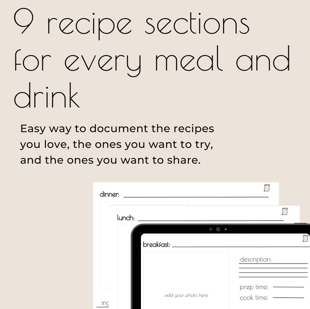 Digital Recipe Book • Digital Planner • Digital Template Goodnotes ...