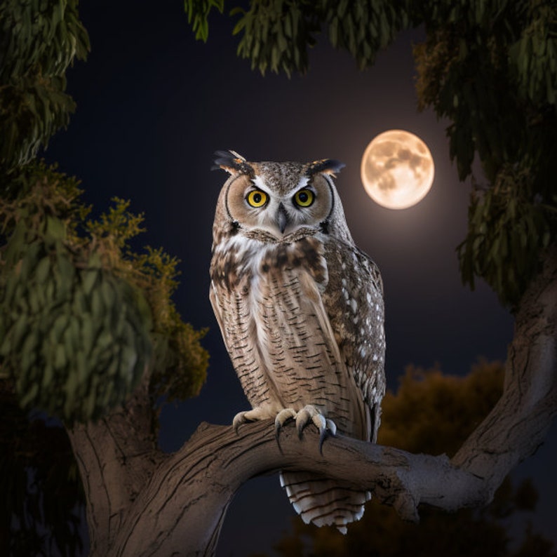 Owl Sitting on a Tree - Etsy