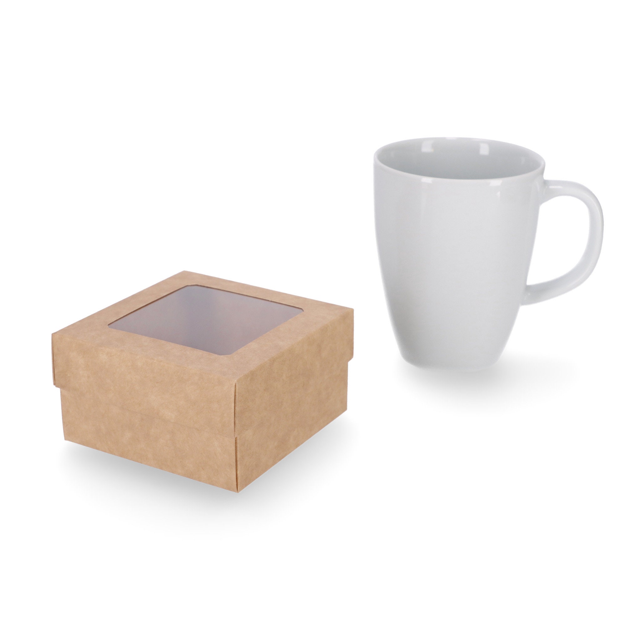 Small Two-part Brown Natural Paper Box With Clear Plastic Window, Easy ...