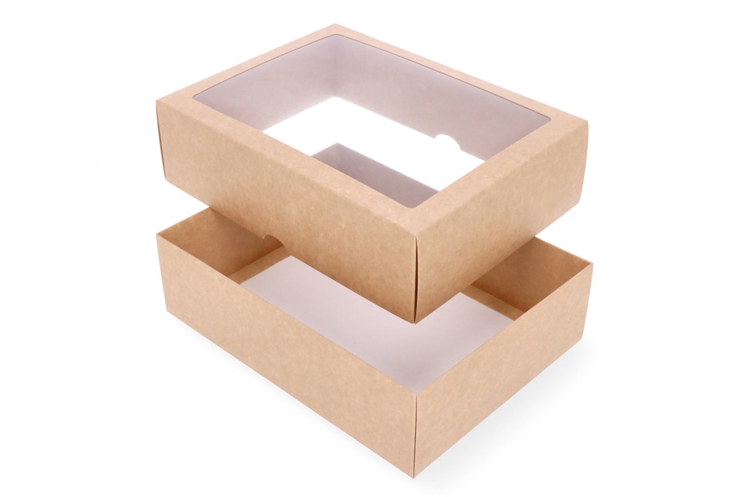 Kraft Two-part Big Gift Box With Clear Plastic Window, Minimalistic ...