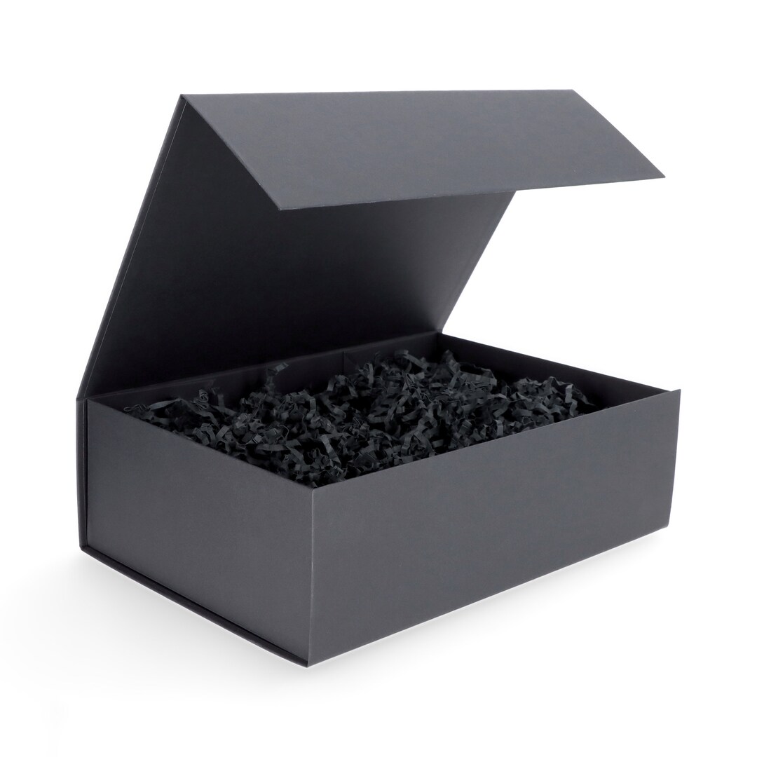 Black Big Solid Magnetic Box for Gift Sets, Easy to Assemble, Magnetic ...