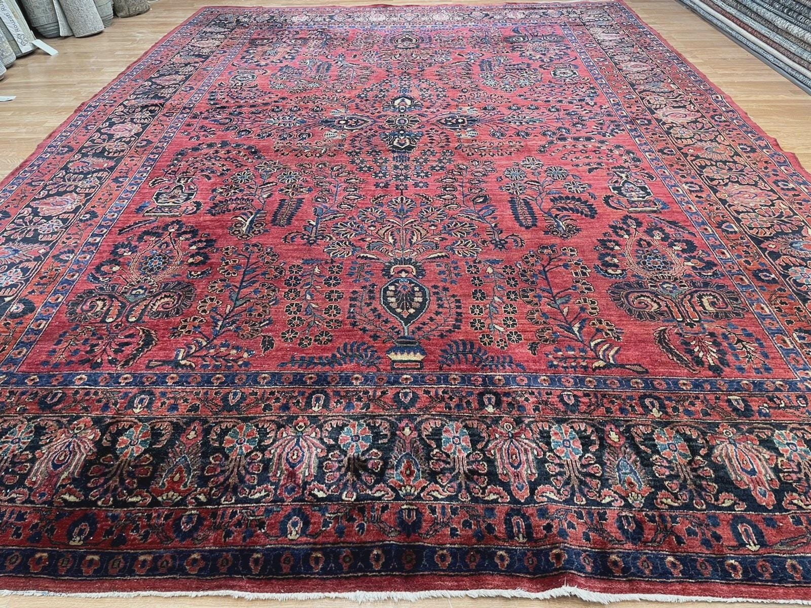 Vintage Rug - 1890s Antique Oriental Rug - Handmade Carpet - 10 X 13.6 ...
