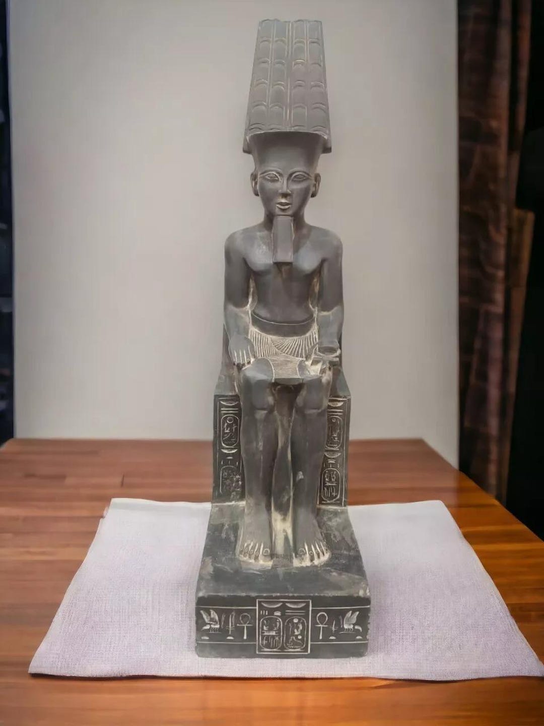 Vintage Egyptian God Amun Ra Statue, Carved Antiquity, Egypt Decor (65 ...