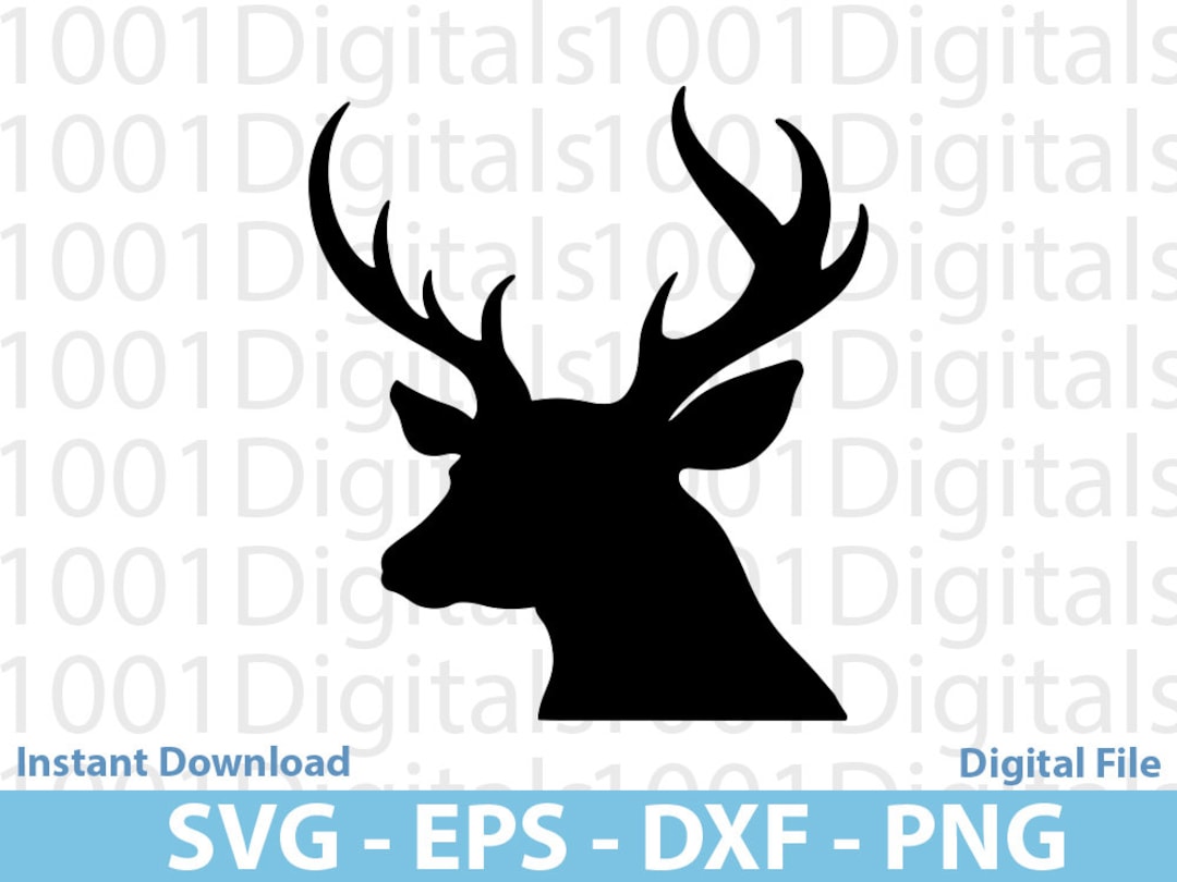 Deer Head Silhouette 1 Svg, Deer Head Silhouette Svg Png Dxf Eps , Deer ...