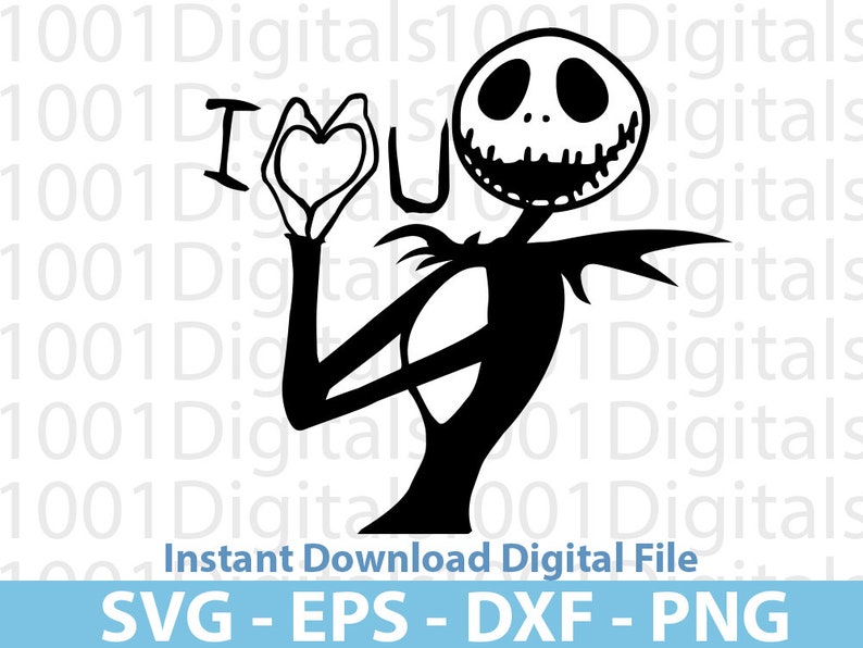 Jack Skellington Svg ,skellington I Love You Svg, Clipart, Png Cut File ...