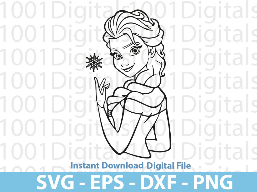 Elsa Frozen Svg, Frozen Sisters Elsa Svg , Cute Elsa Outline, Frozen ...