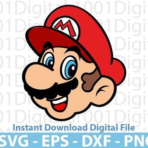 Super Mario Head Svg, Mario Head Silhouette Svg, Mario Clipart, Cut ...