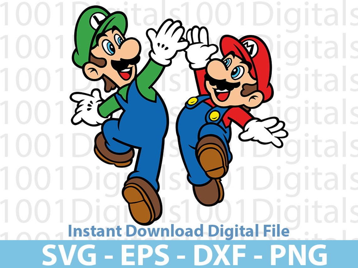 Mario and Luigi SVG Clipart, Cricut Silhouette Cut File (digital File ...
