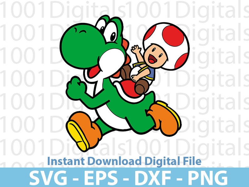 Yoshi and Toad Svg, Super Mario Yoshi Toad Svg, Mario Clipart, Cut File ...