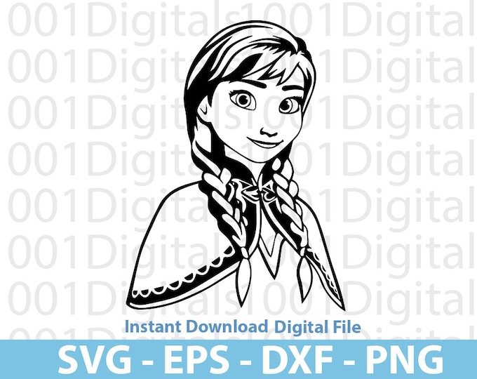 Anna Svg, Frozen Anna Svg, Frozen Anna Png, Frozen Anna Outline Svg ...