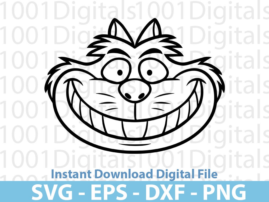 Cheshire Cat Svg, Alice Wonderland Svg, Alice Cat Face Svg, Alice ...
