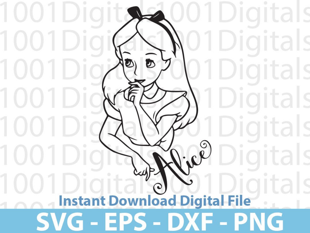 Alice Svg, Alice Outline Svg, Cute Alice Svg, Alice Clipart, Png Cut ...