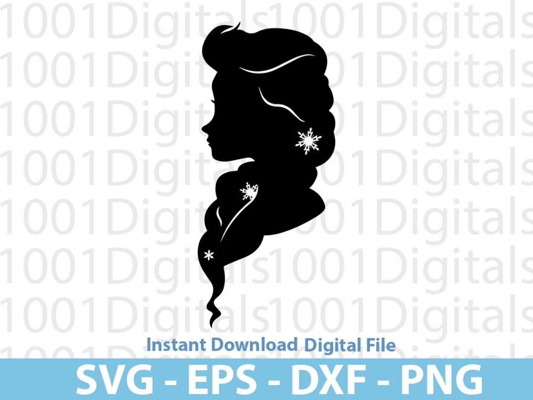 Elsa Frozen Head Svg, Elsa Head Silhouette Svg , Cute Elsa Svg, Frozen ...