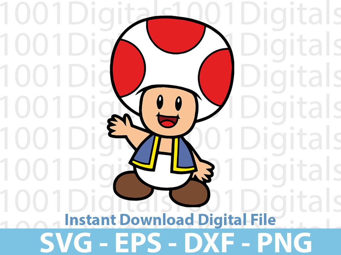 Toad Svg, Mario Mushroom Red Svg, Super Mario Toad Clipart, Cut File ...