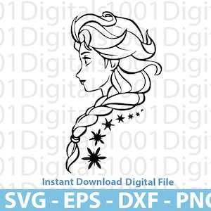 Elsa Frozen Svg, Elsa Head Stars Svg , Cute Elsa Svg, Frozen Elsa ...