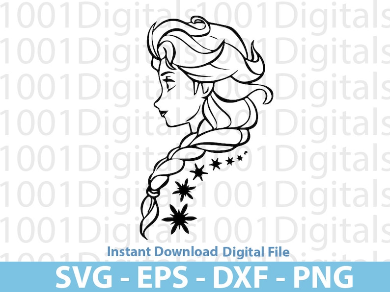 Elsa Frozen Svg, Elsa Head Stars Svg , Cute Elsa Svg, Frozen Elsa ...