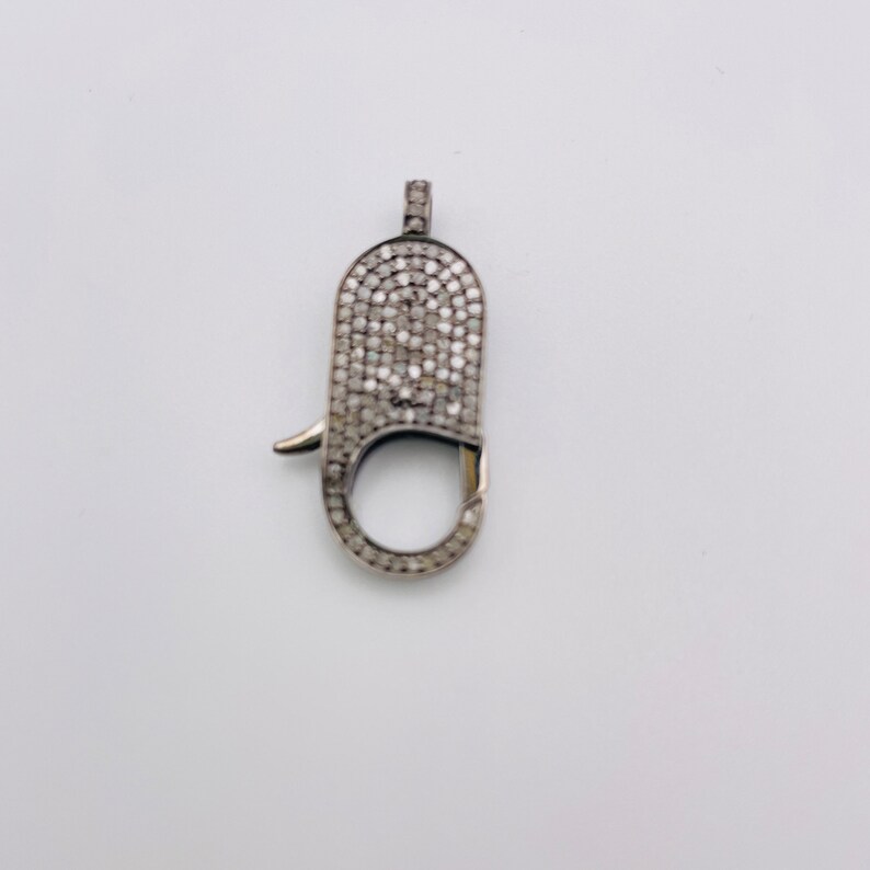 Handmade Pave Diamond Clasp: Sterling Silver Black Rhodium Lobster Lock ...