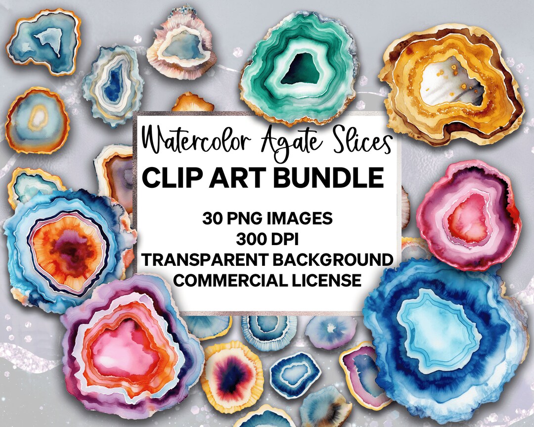Agate Clipart, Agate Alices, Watercolor Agate Art, Digital Download ...