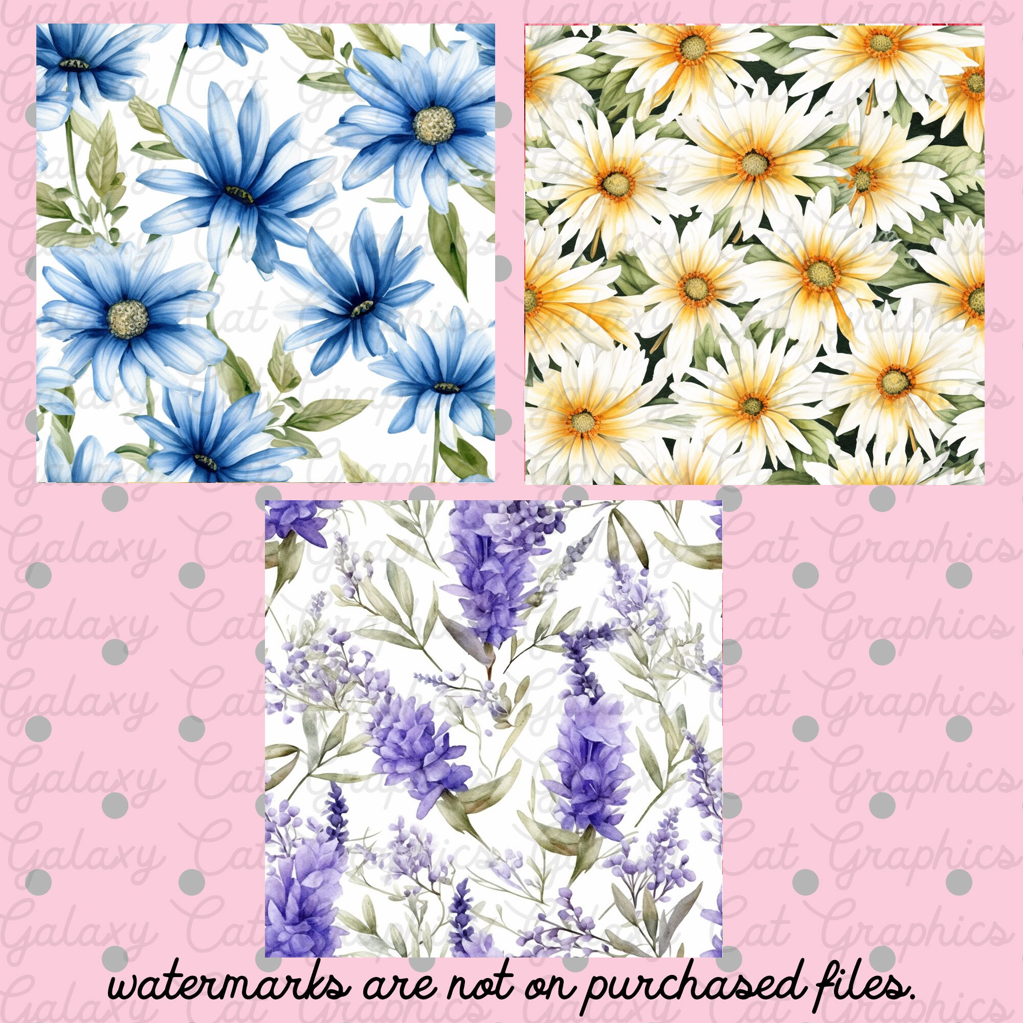 Floral Digital Papers, Seamless Patterns, Flowers Digital Art, Summer ...