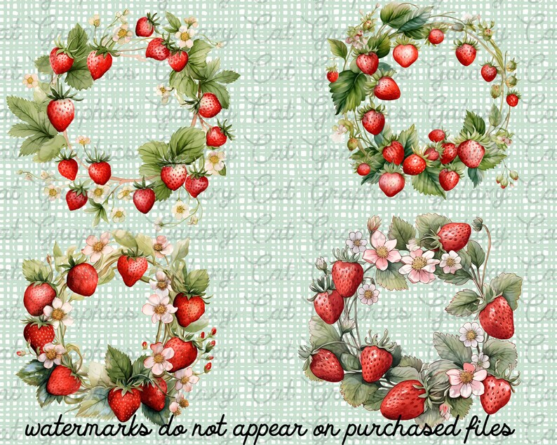 Strawberries Clipart, Fruit Clip Art, Digital Download, Strawberry Png ...