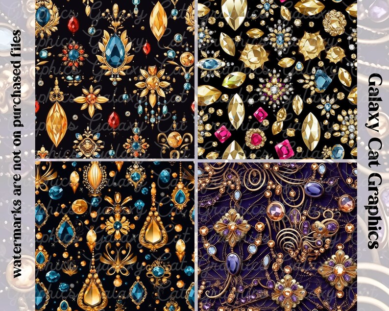 Luxury Jewels Digital Paper, Instant Download for Commercial Use, Junk ...