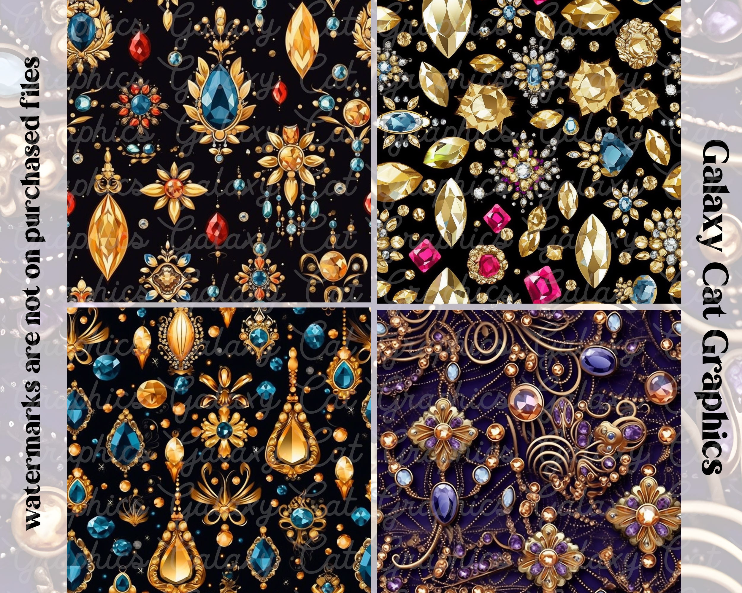 Luxury Jewels Digital Paper, Instant Download for Commercial Use, Junk ...