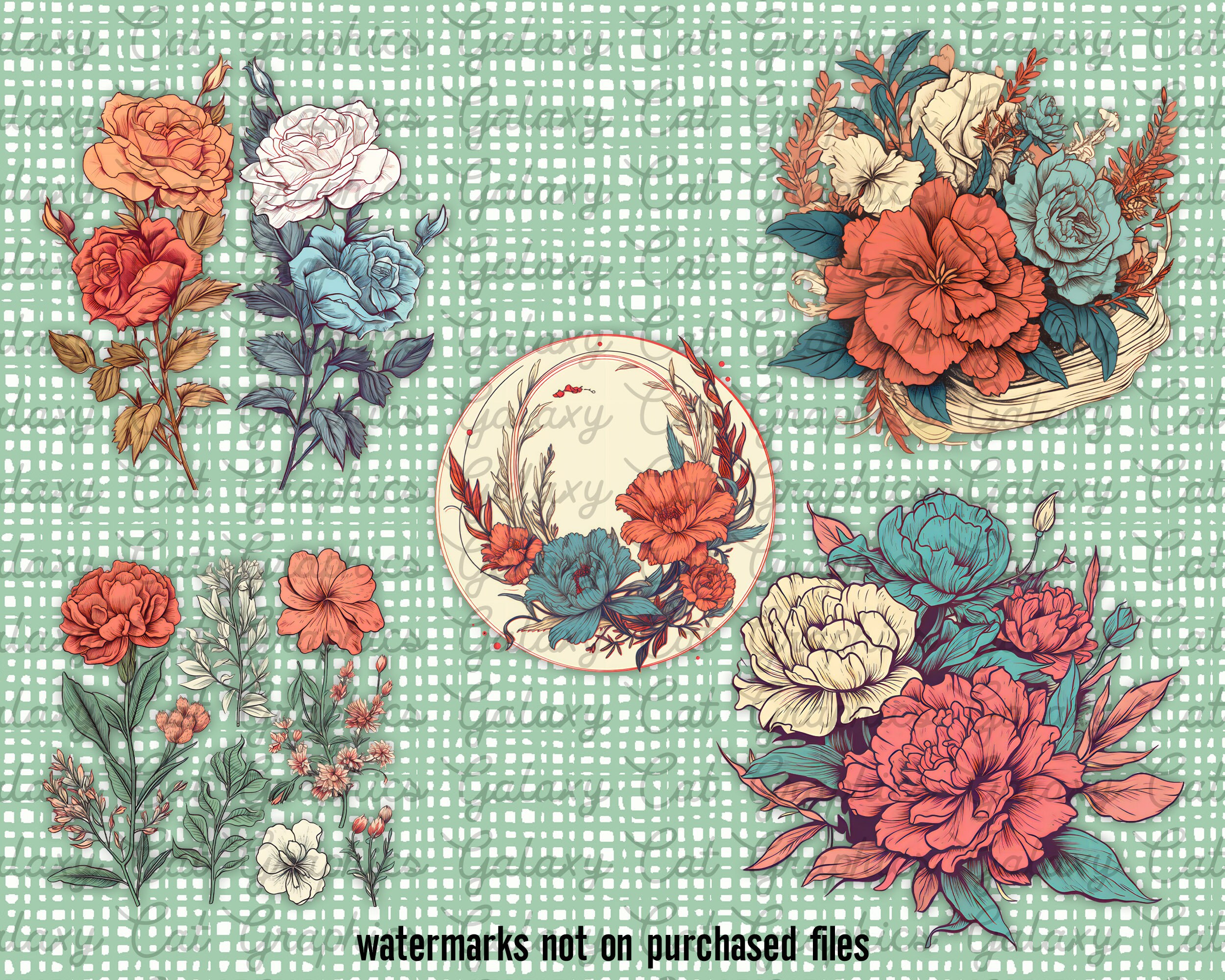 Vintage Floral Clipart, Floral Clip Art, Floral Clipart Graphics ...