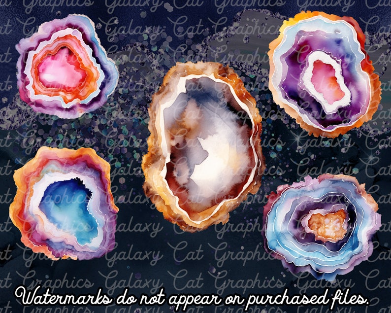 Agate Clipart, Agate Alices, Watercolor Agate Art, Digital Download ...