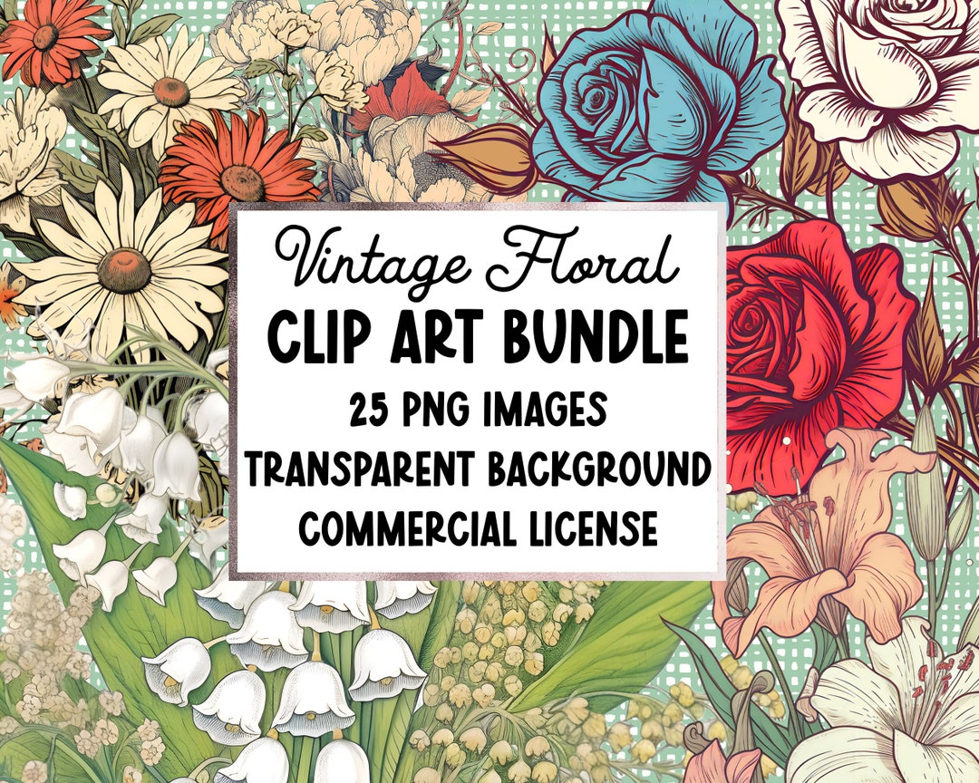 Vintage Floral Clipart, Floral Clip Art, Floral Clipart Graphics ...