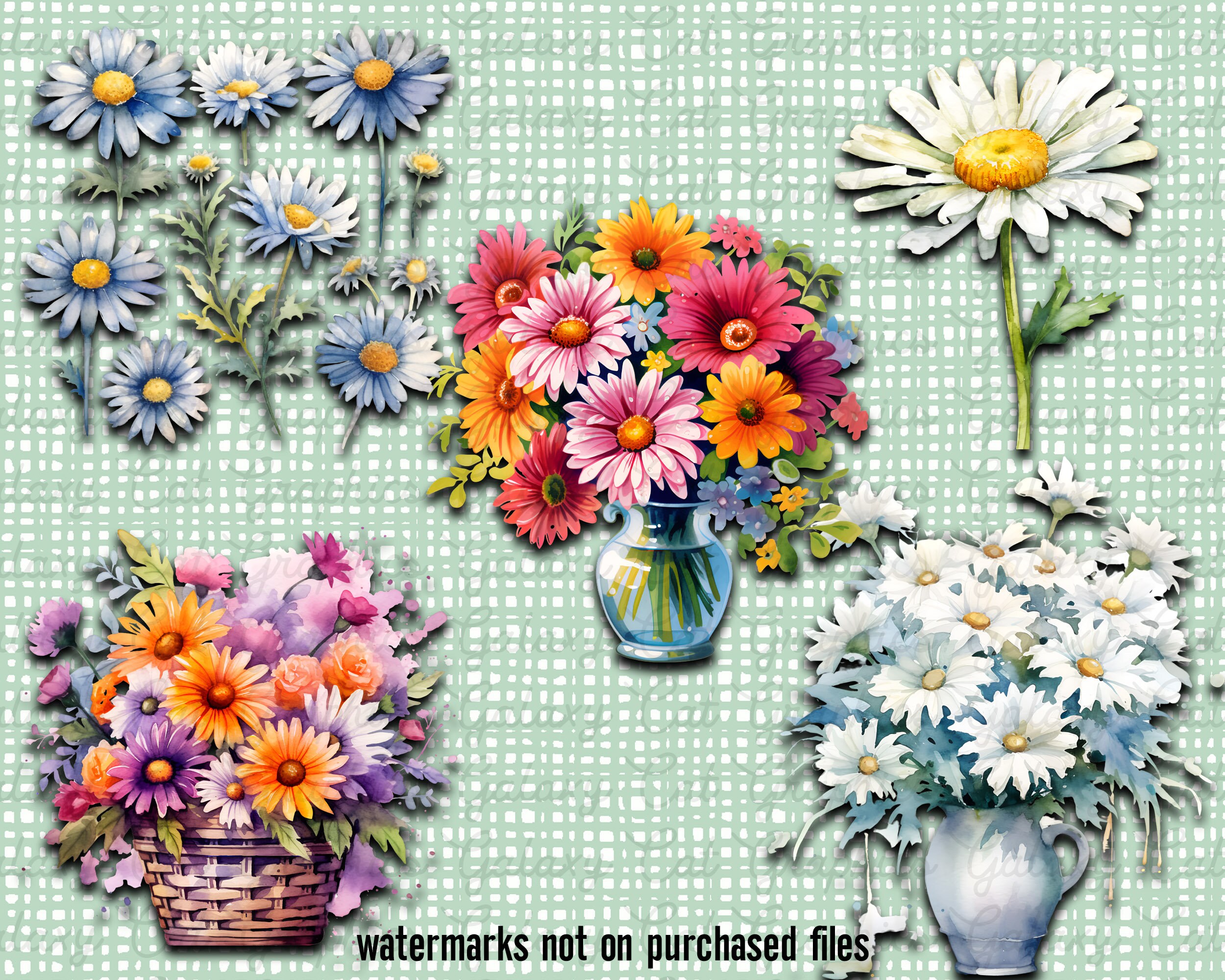 Daisies Clipart, Daisy Clip Art, Floral Clipart Graphics, Flowers ...