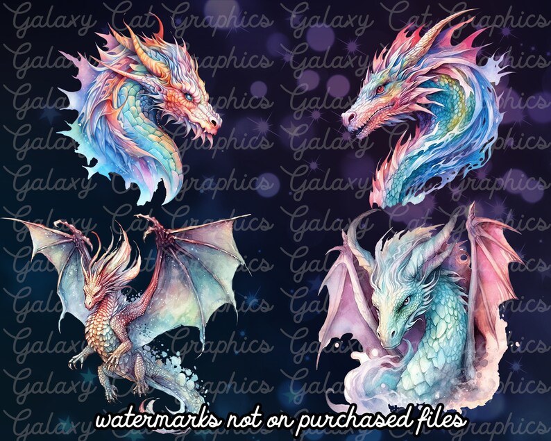 Dragon Clipart, Dragons Clipart Png , Watercolor Dragons, Digital ...