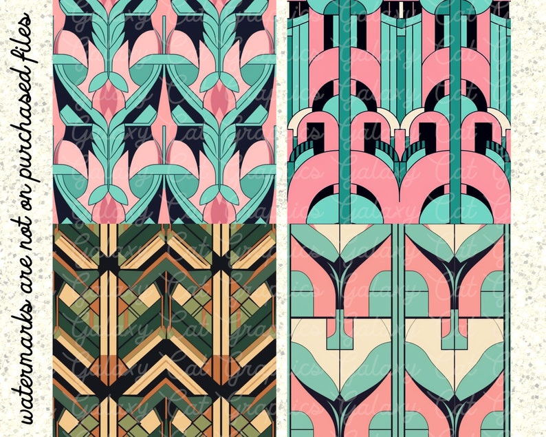 Art Deco Digital Paper, Instant Download for Commercial Use, Junk ...