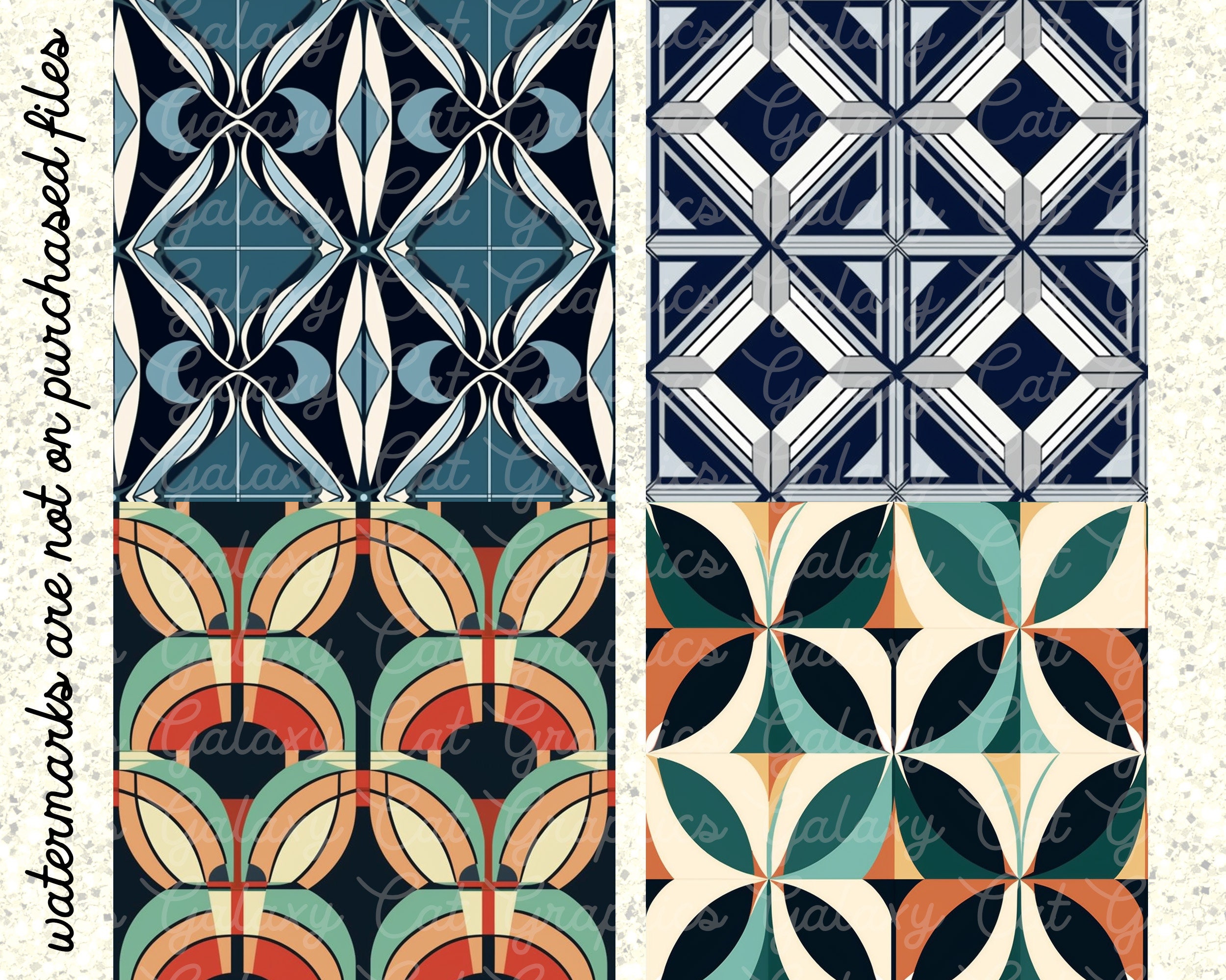 Art Deco Digital Paper, Instant Download for Commercial Use, Junk ...