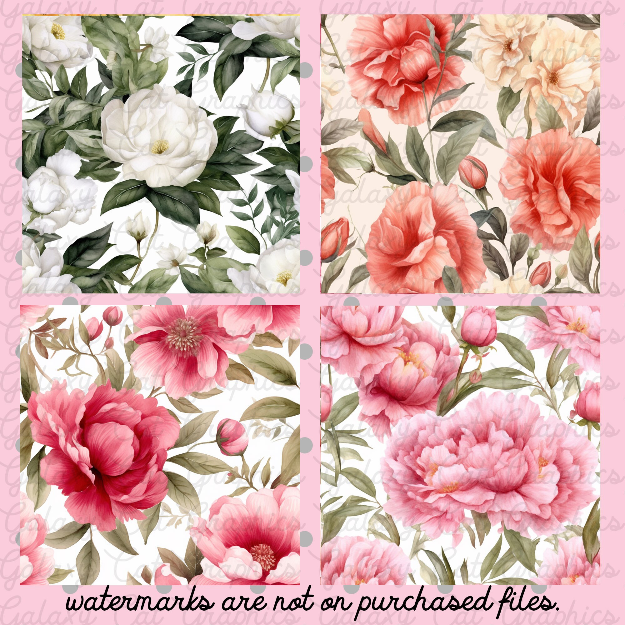 Floral Digital Papers, Seamless Patterns, Flowers Digital Art, Summer ...