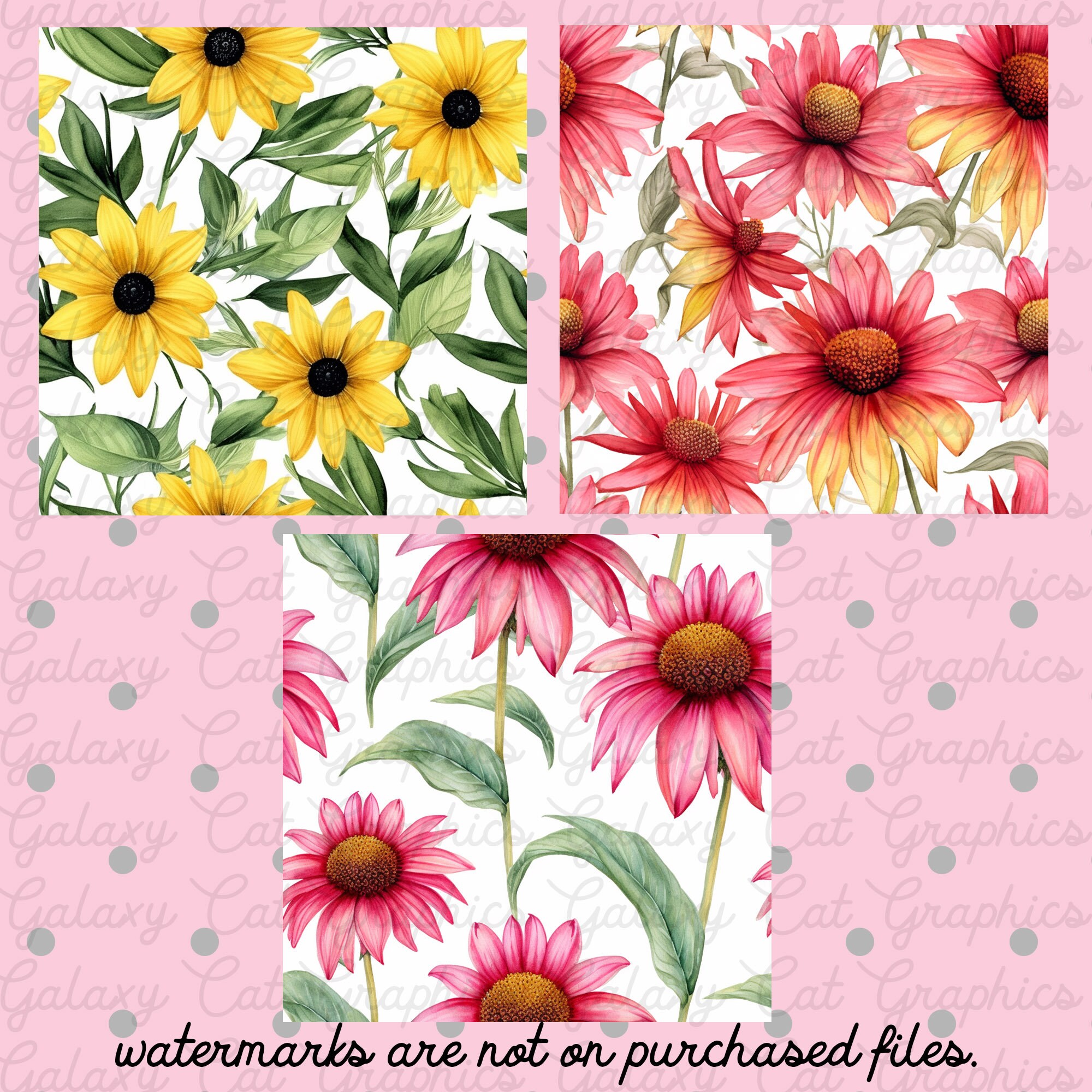 Floral Digital Papers, Seamless Patterns, Flowers Digital Art, Summer ...