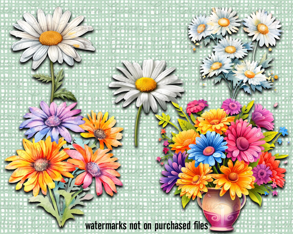 Daisies Clipart, Daisy Clip Art, Floral Clipart Graphics, Flowers ...